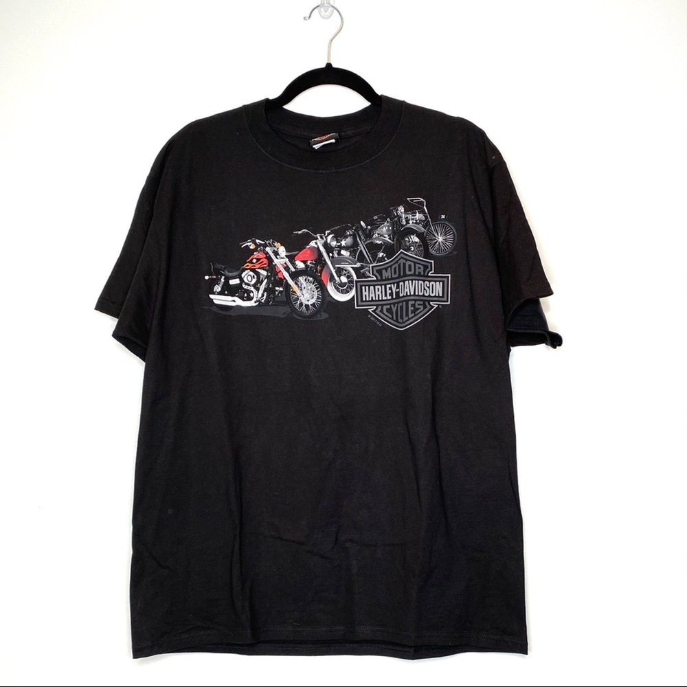 Harley Davidson Motorcycle Black Graphic T-Shirt L - Gem